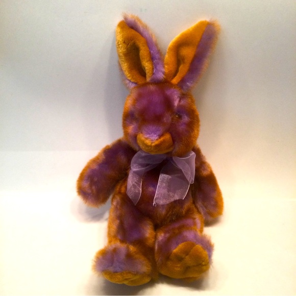 Toys | Purple Frosted Brown Bunny Rabbit Plush Tie Dye Mink Chiffon Bow ...